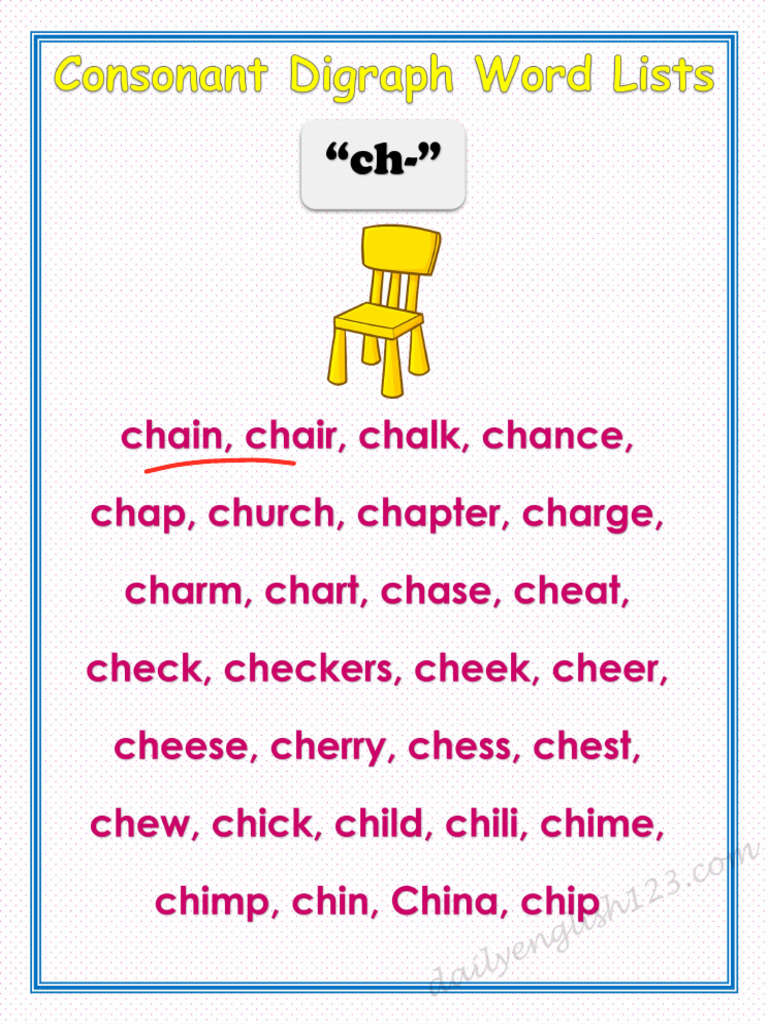 Consonant Digraph Word Lists 1 | PDF