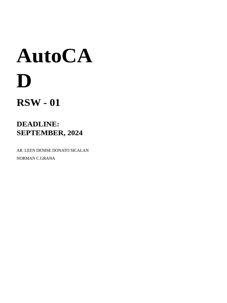 Autocad RSW 1 | PDF | Geometric Objects | Analytic Geometry