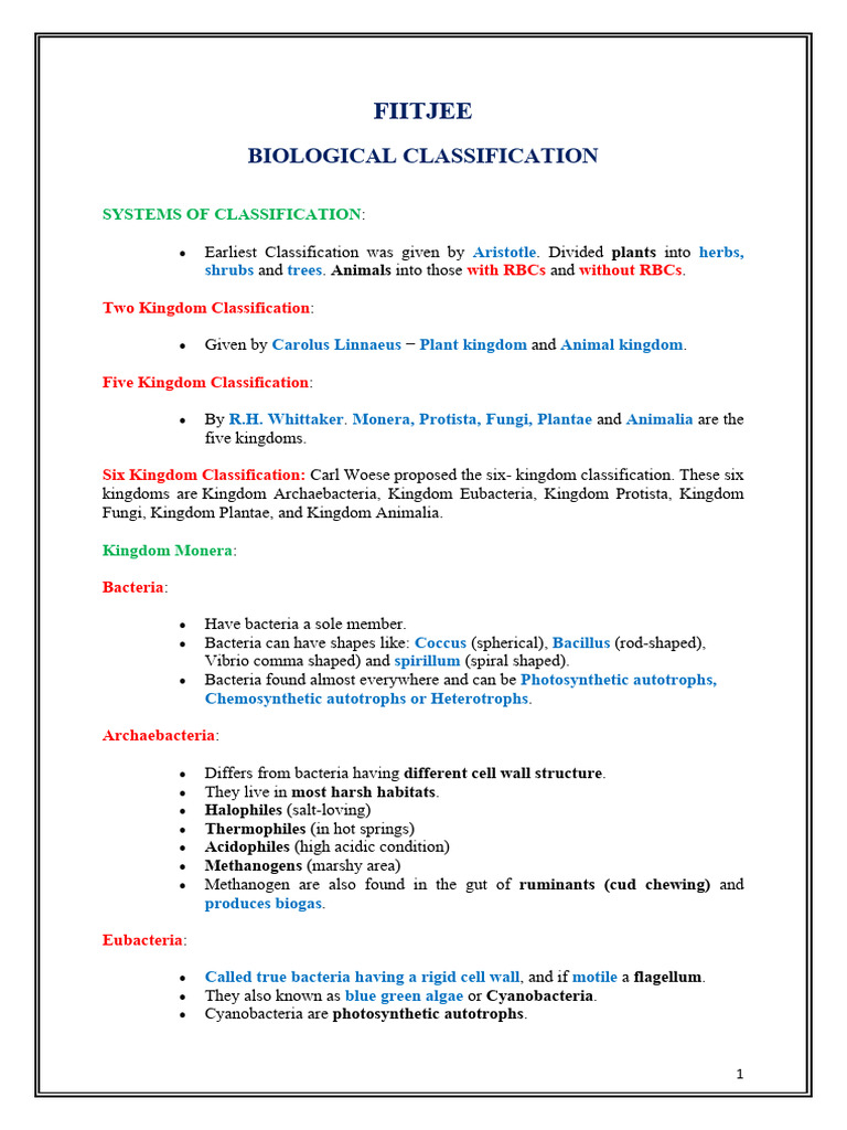 Biological Classification Systems Explained | PDF | Protozoa | Spore