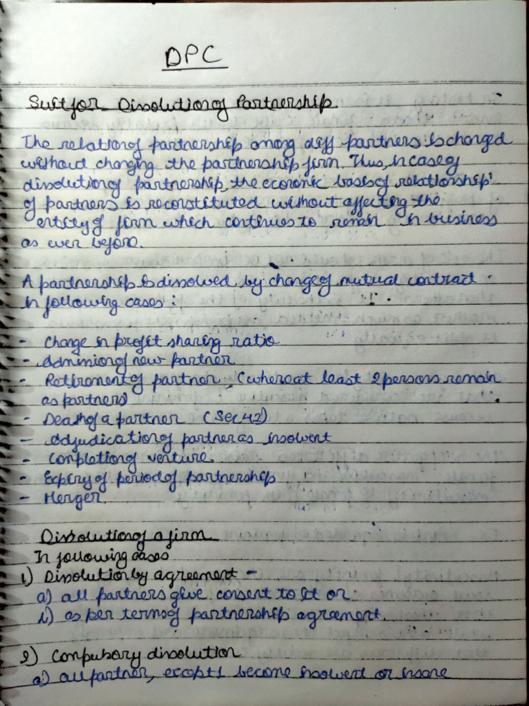 DPC, Pleading Plaint Ws Affidavit, Application Limitation Sec 5, Suit For Dissolution of ...