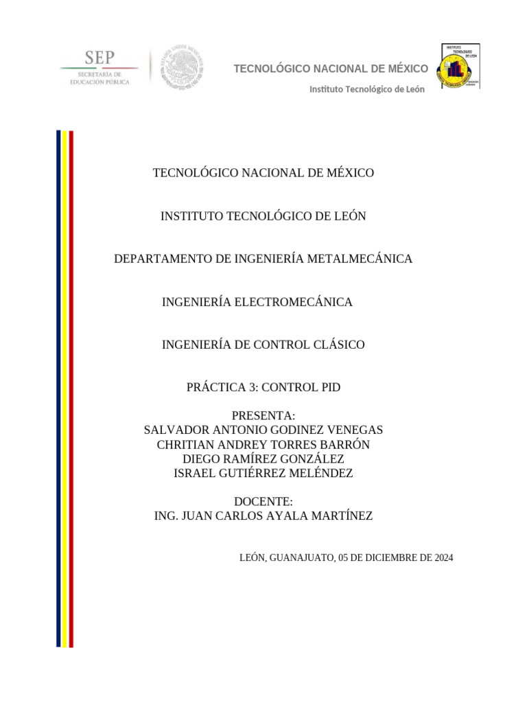 Práctica 3 Control Pid | PDF | Ingeniería de control | Ingeniería mecánica
