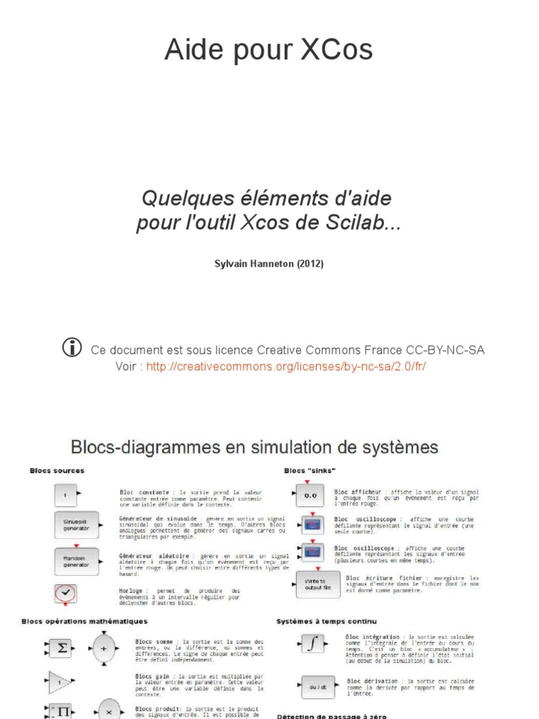 Eléments D'aide Pour XCos (Scicos) | PDF | Intégral | Enseignement des mathématiques