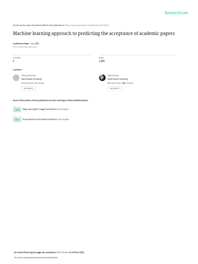 Machine Learning Approach To Predicting The Acceptance | PDF | Machine Learning | Accuracy And ...