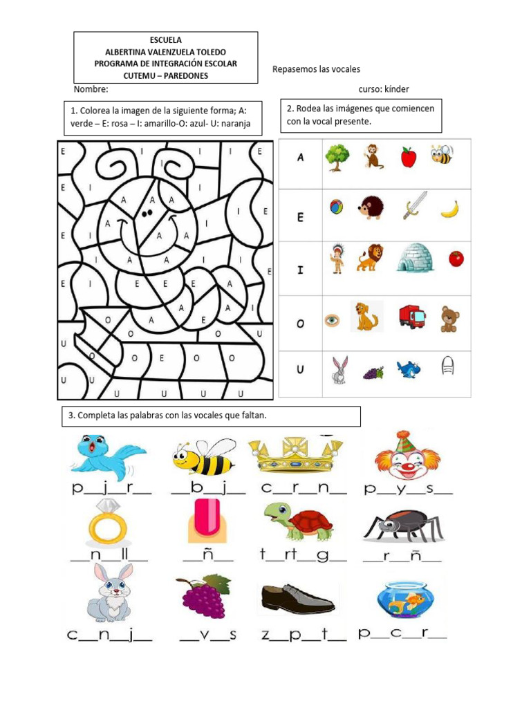 Repasemos Las Vocales Kinder | PDF