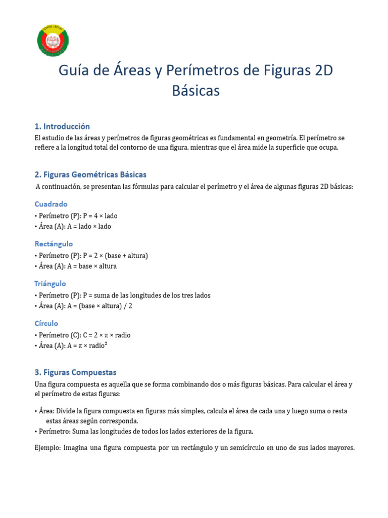 Guía de Áreas y Perímetros 2D | PDF
