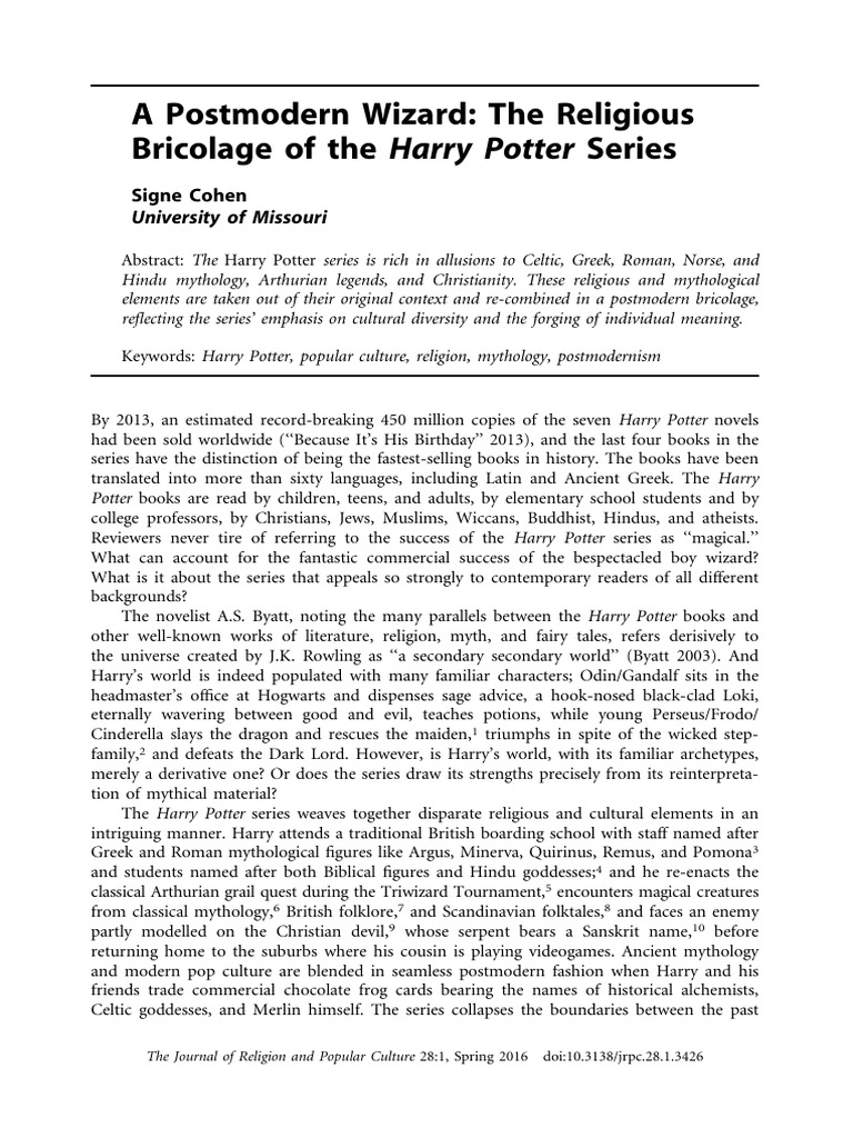A Postmodern Wizard_Signe Cohen (1) | PDF | Merlin | Harry Potter