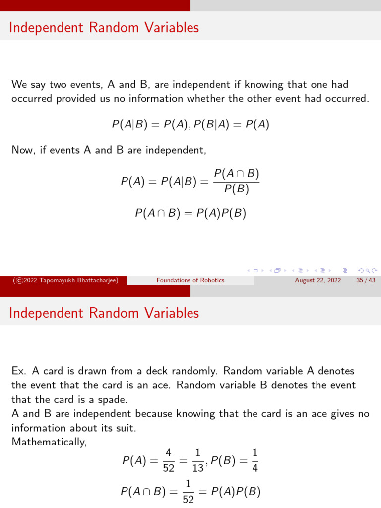 Independent Random Variables | PDF | Probability Theory | Probability