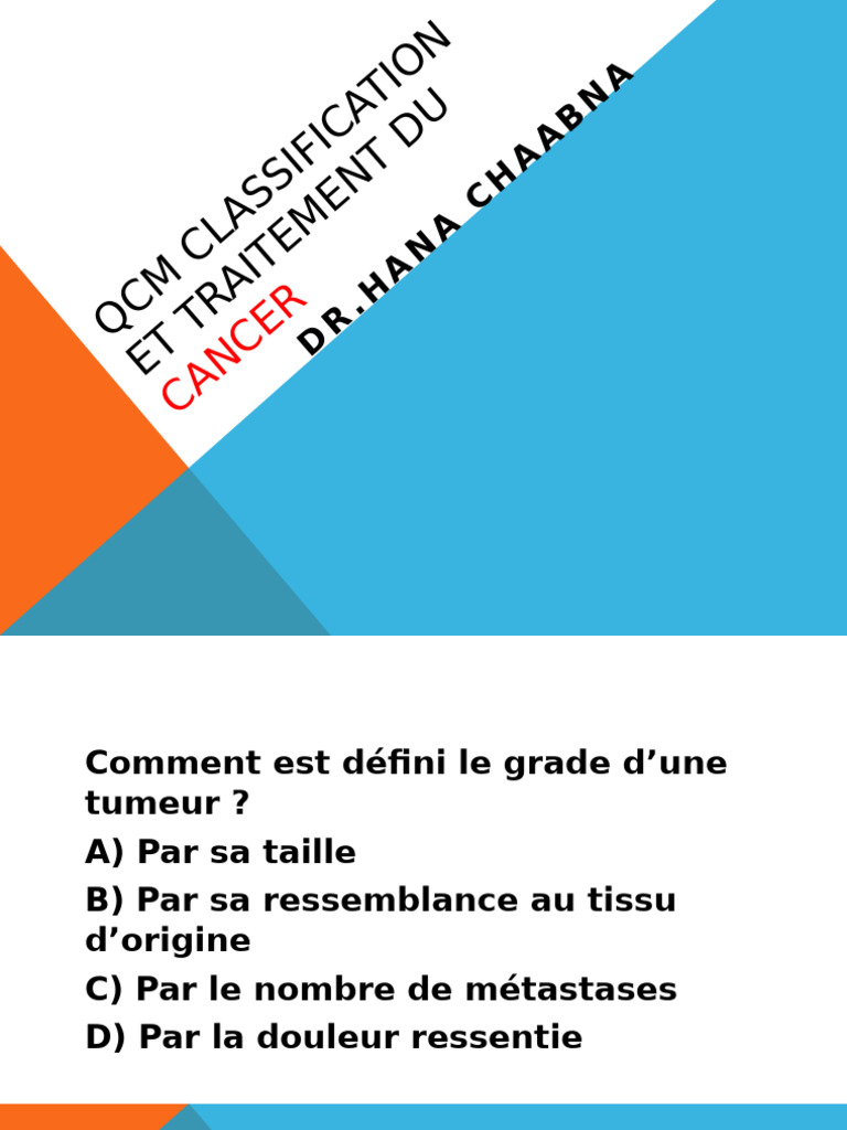 Qcm Classification Et Traitement Du Cancer | PDF