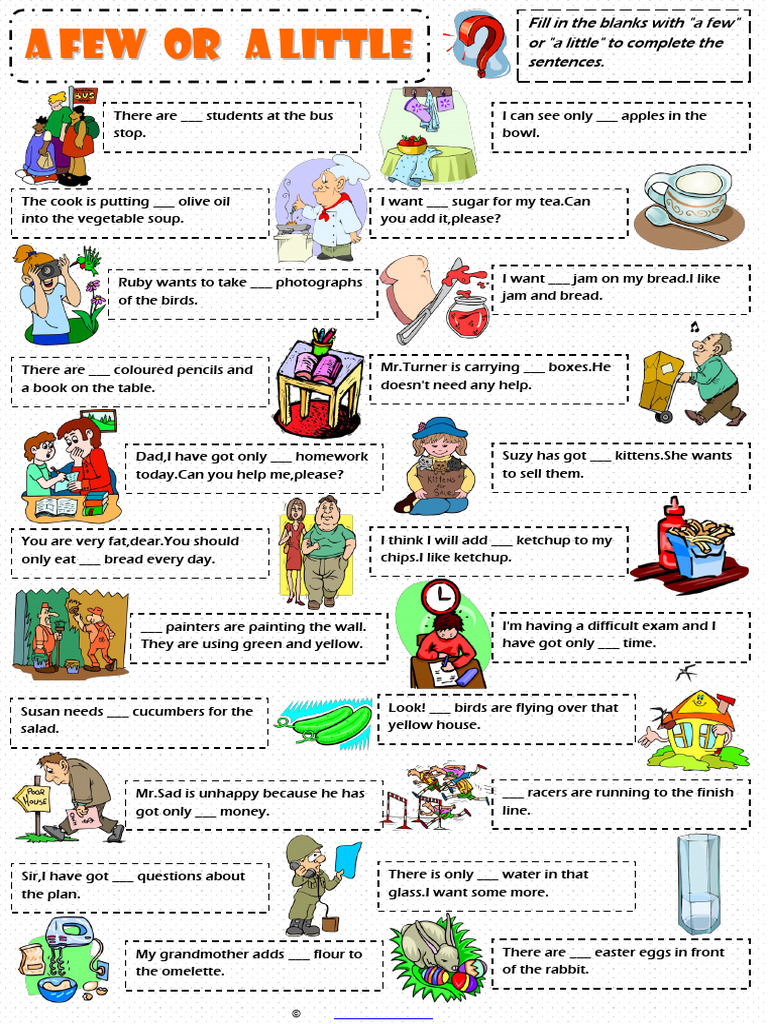 Quantifiers A Few or A Little Worksheet | PDF | Foods | Cuisine