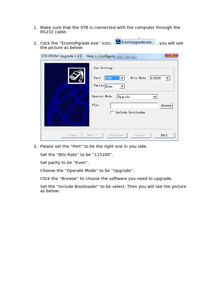 STB EROM Upgrade Tool Guide | PDF