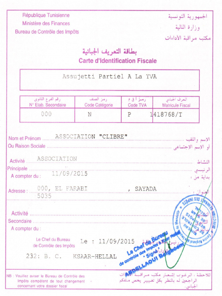 Carte Identification Fiscale | PDF