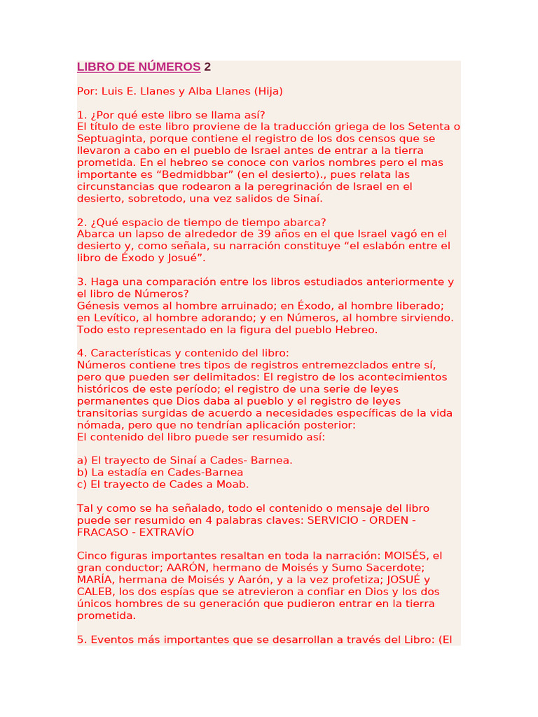 Análisis del Libro de Números en la Biblia | PDF | Libro de números ...