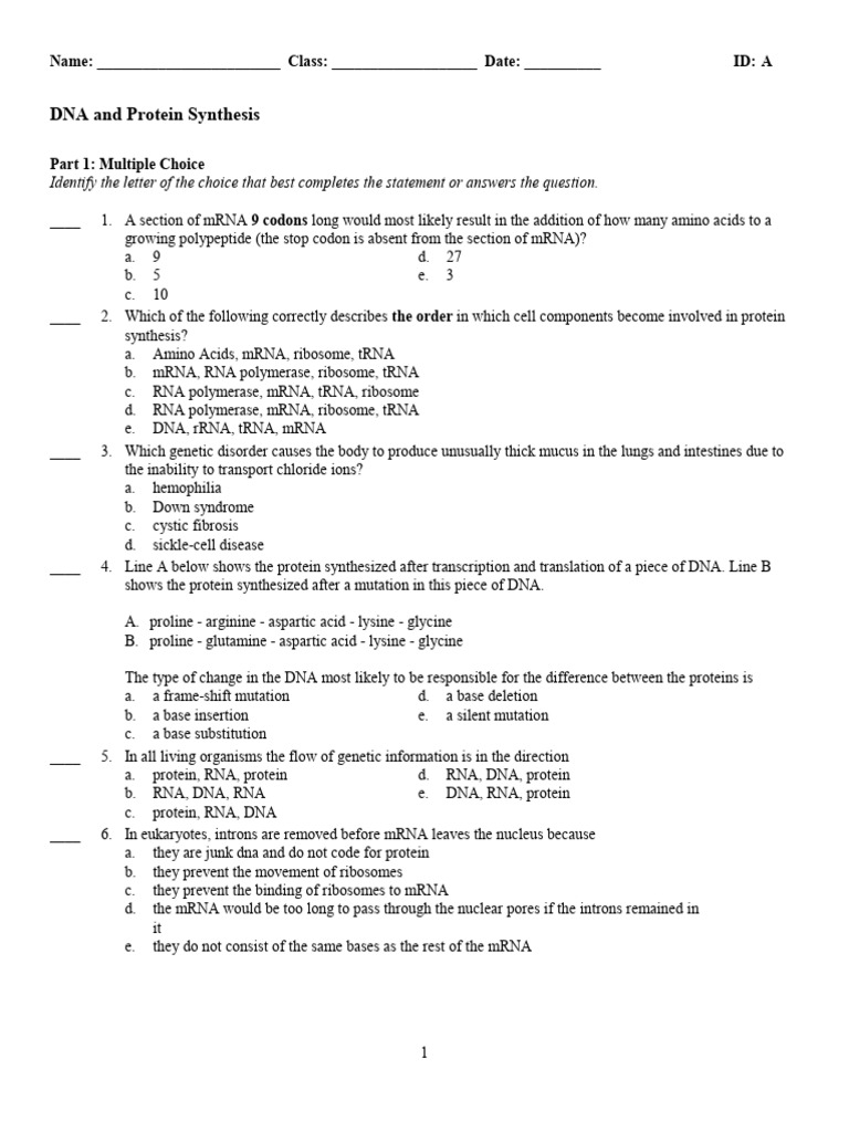 Role of tRNA in Protein Synthesis | PDF | Messenger Rna | Dna