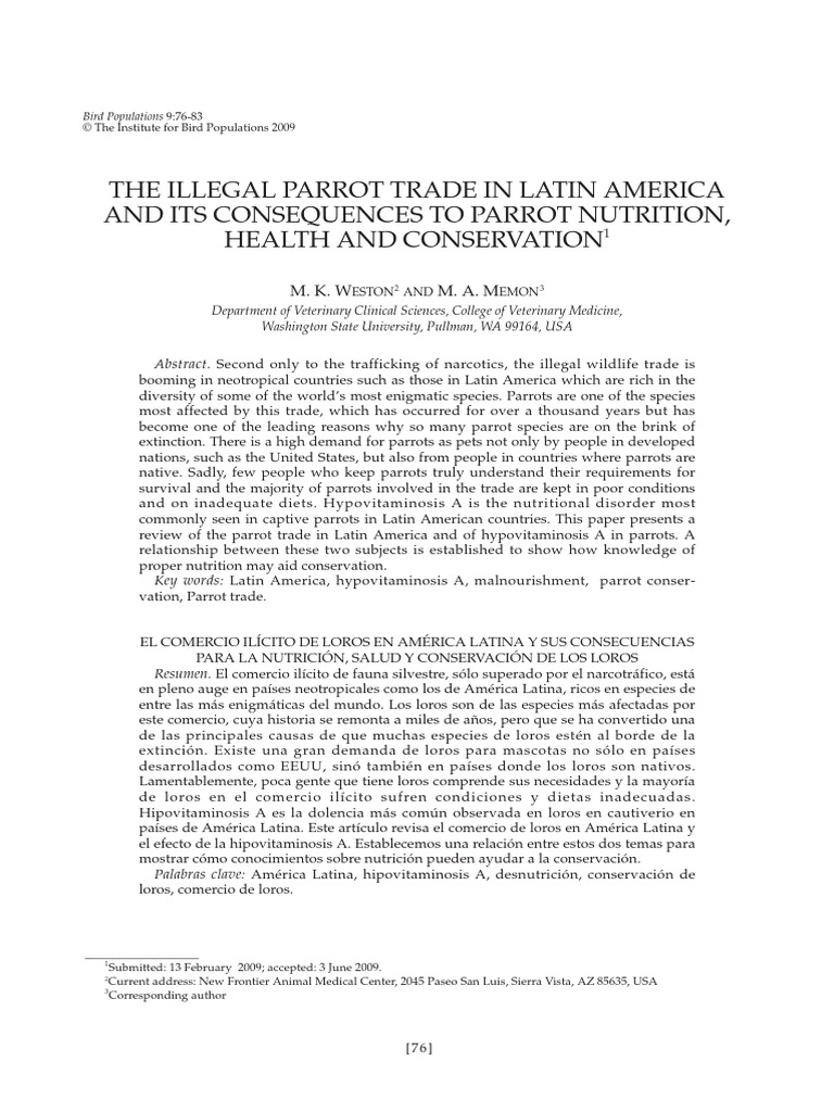 THE ILLEGAL PARROT TRADE IN LATIN AMERICA_240113_212903 | PDF | Vitamin ...