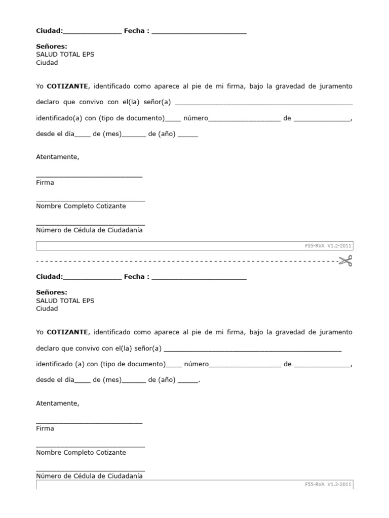 Decl. Juramentada Salud Total | PDF