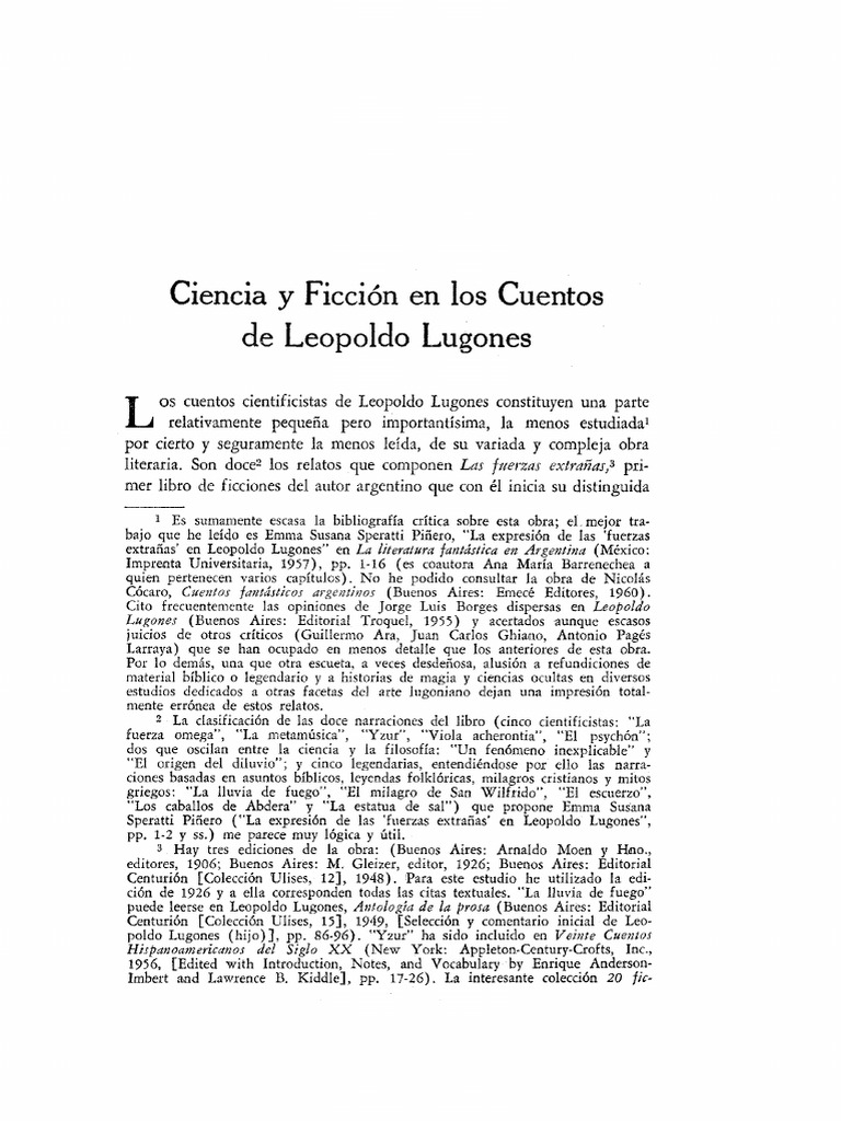 Cuentos Cientificistas de Lugones | PDF | Importar | Edgar Allan Poe