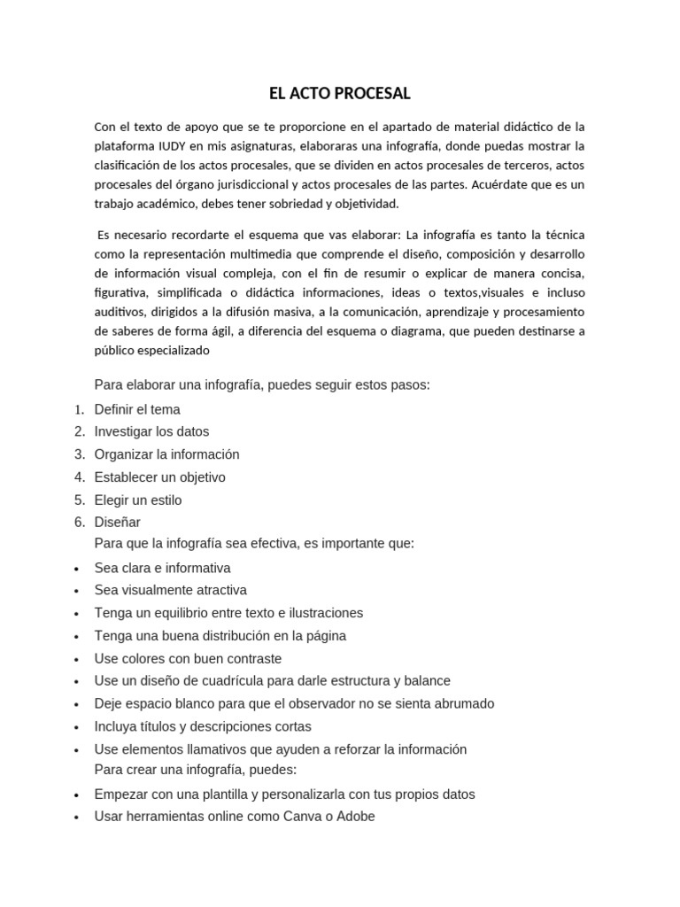 Clasificación y Eficacia de Actos Procesales | PDF | Infografia | Ley ...