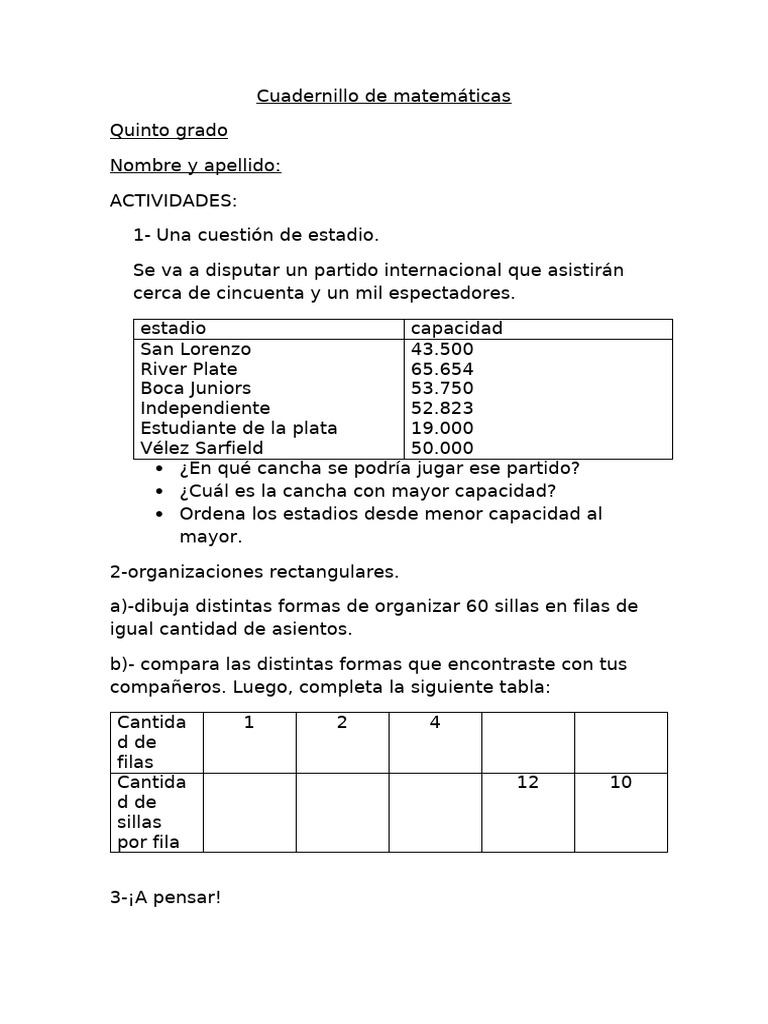 Cuadernillo de Matemáticas de 5TO GRADO | PDF | Geometría Elemental