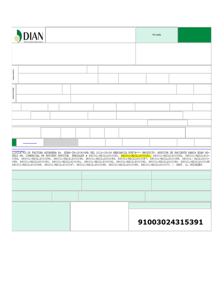 Declaración Importación Monitor Edan m8 | PDF | Relaciones Internacionales | Globalización Cultural