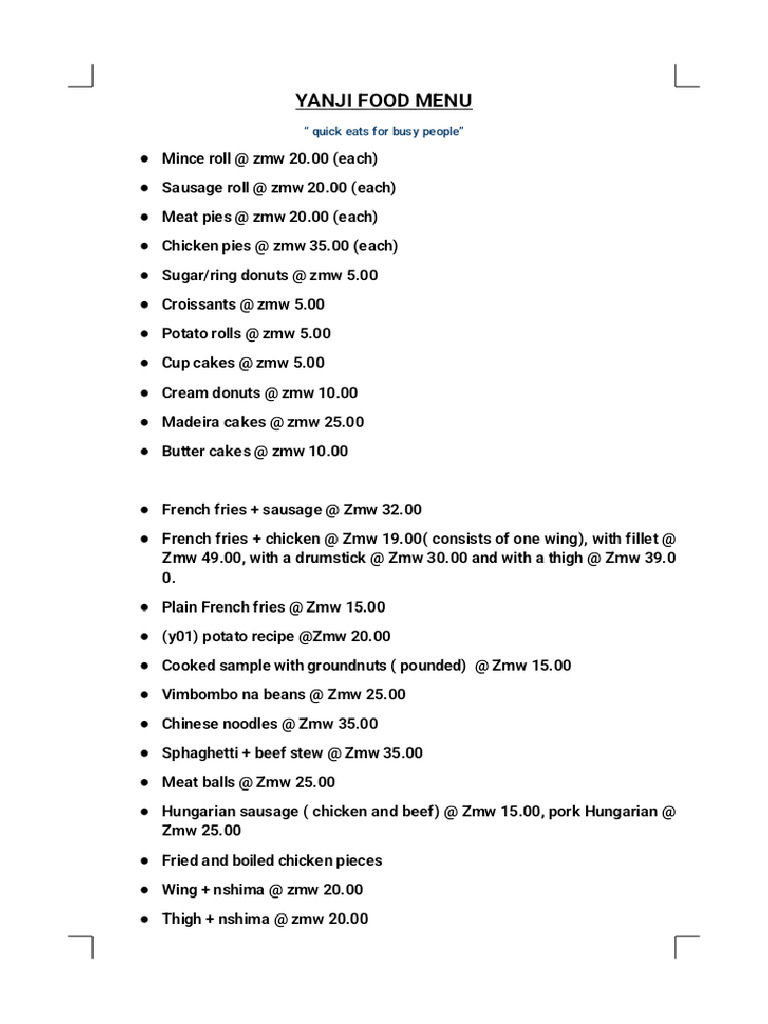 yanji food menu_Phoenix | PDF