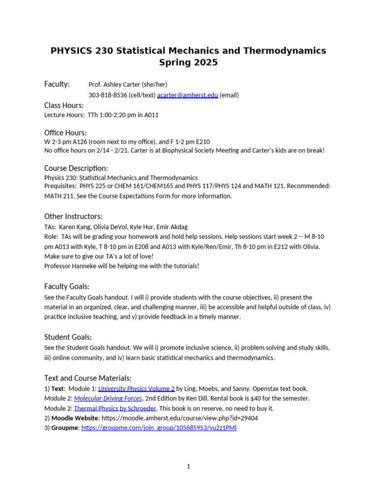 1 - PHYS 230 S2025 Syllabus | PDF | Pedagogy | Education Theory