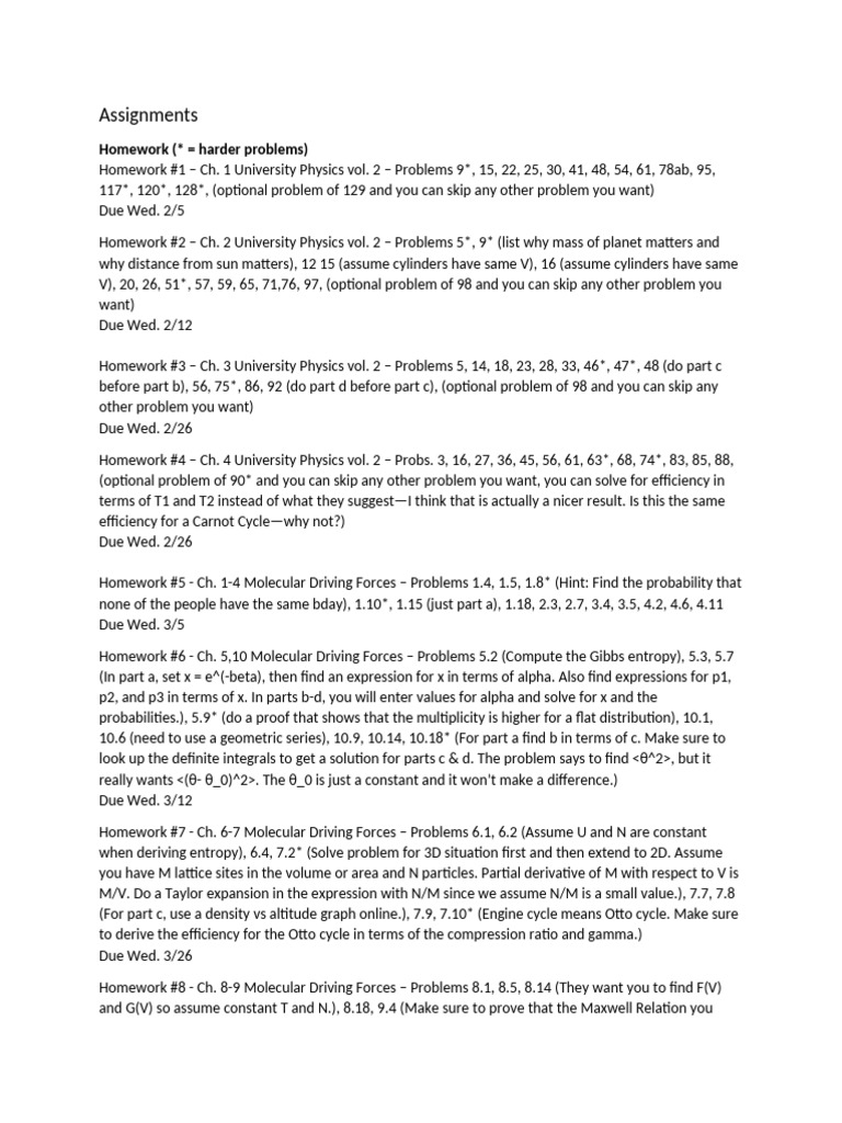 PHYS 230 Assignment List | PDF | Physics | Theoretical Physics