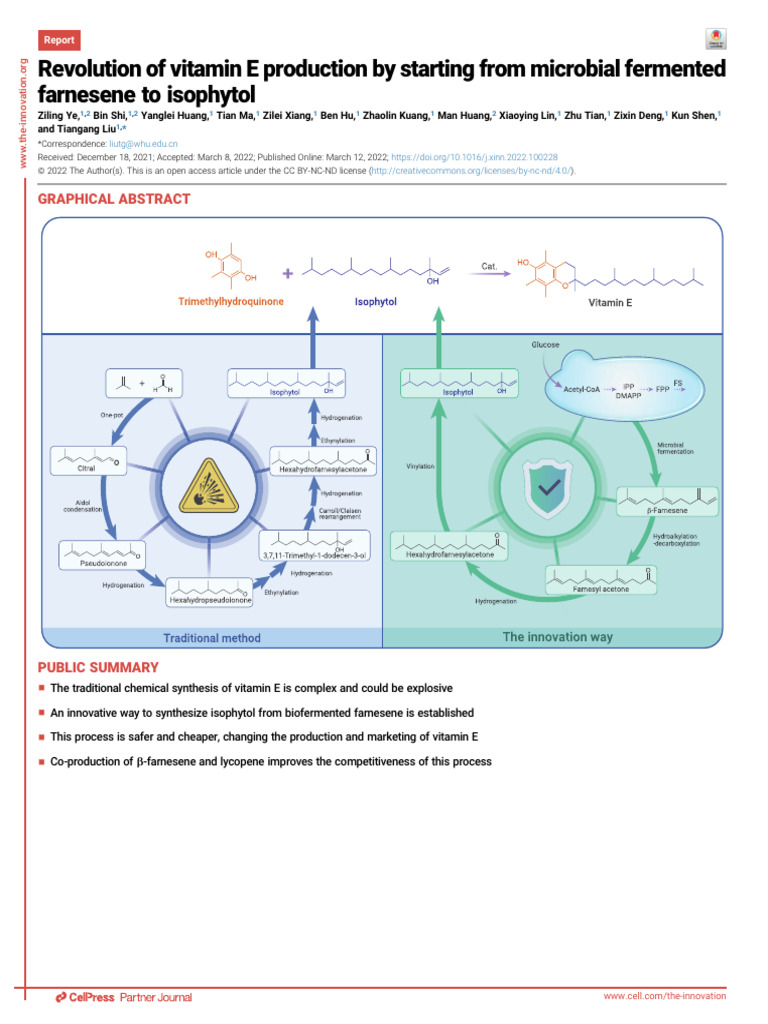 Revolution of Vitamin E Production by Starting From Microbial Fermented ...