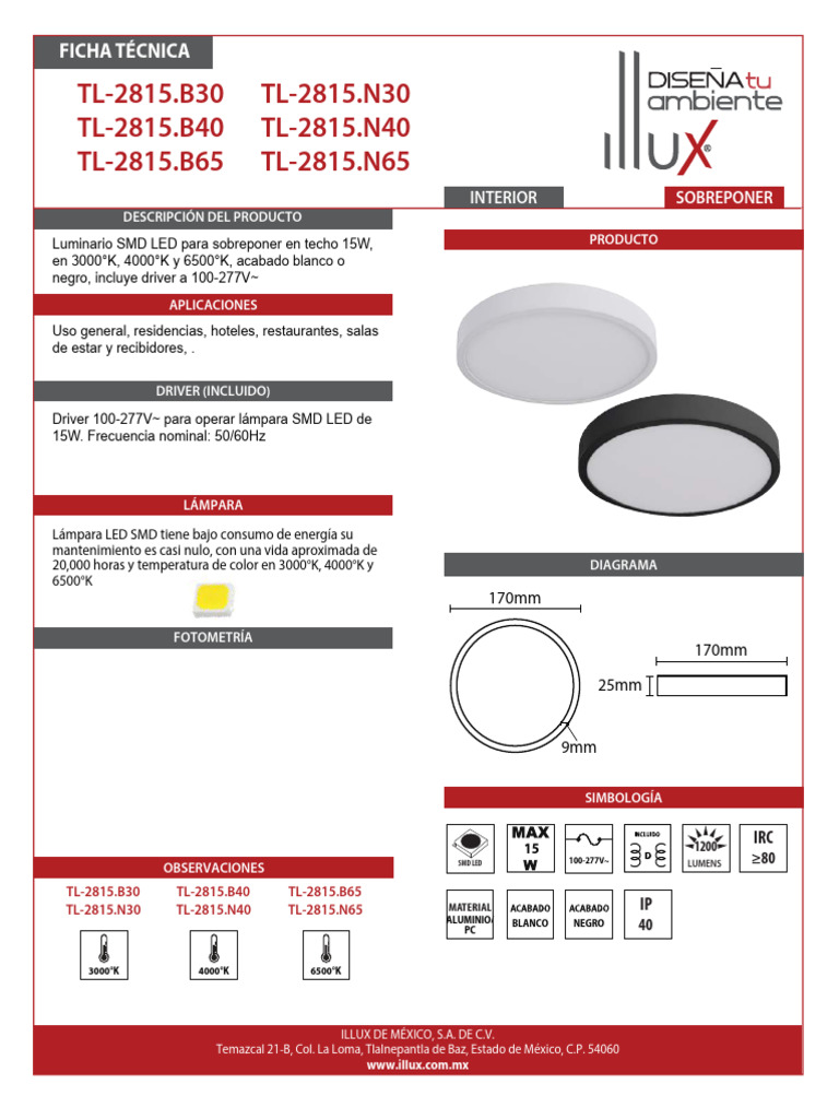Ficha Tecnica Lamparas Led | PDF | Radiación electromagnética ...