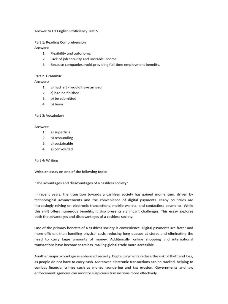 Answer To C1 English Proficiency Test 6 | PDF | Computer Security ...