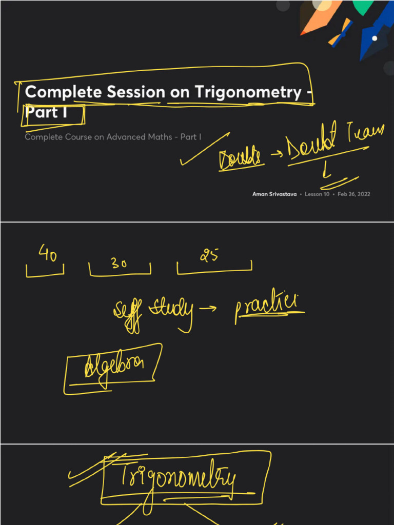 Complete Session On Trigonometry Part I With Anno | PDF