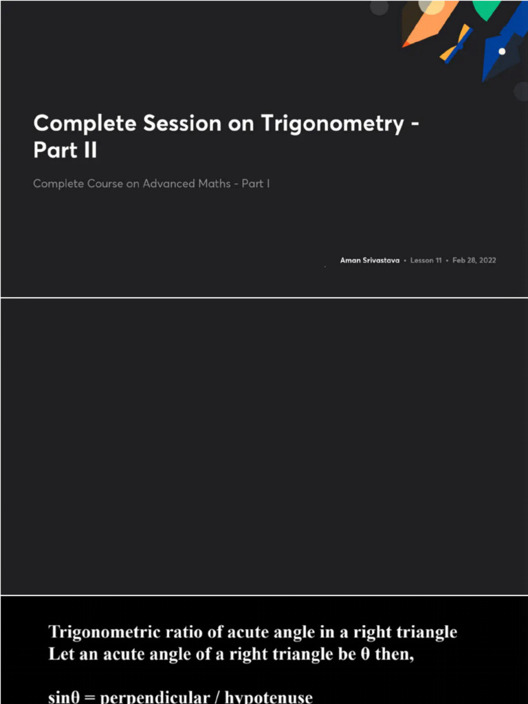 Complete Session On Trigonometry Part II With Anno | PDF