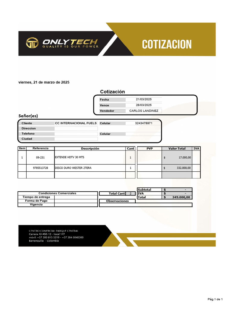 cotización formato | PDF