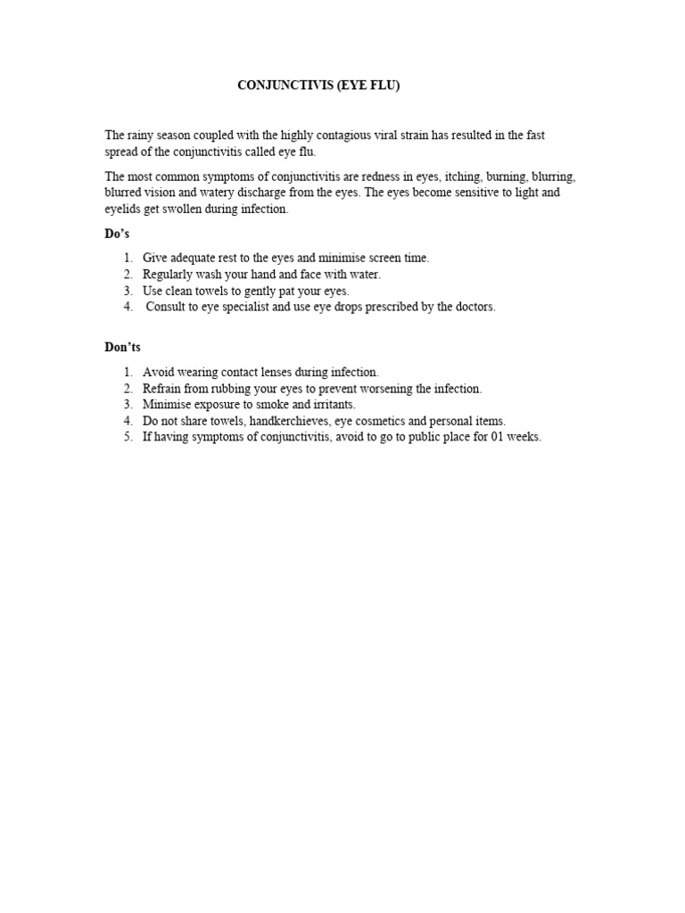 Eye Flu: Symptoms and Home Care Tips | PDF