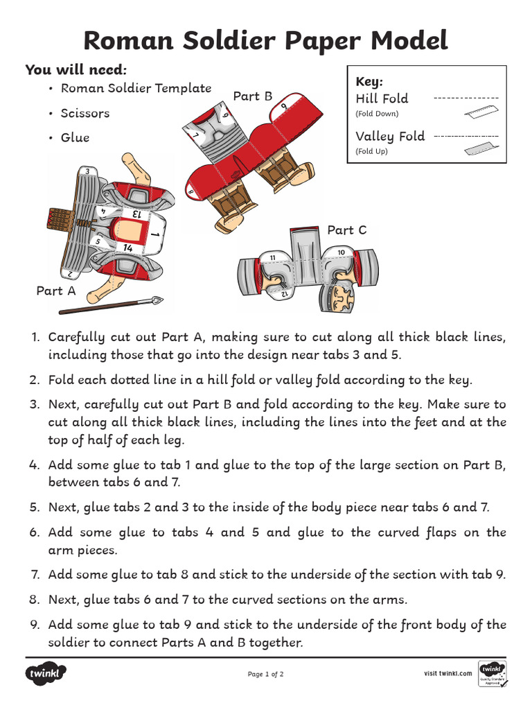 Roman Soldier Papercraft Instructions | PDF