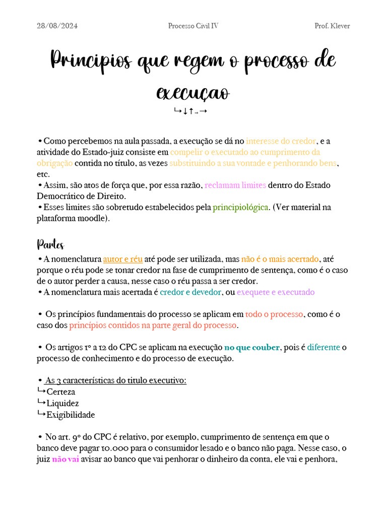 Princípios do Processo de Execução Civil | PDF | Processo civil ...