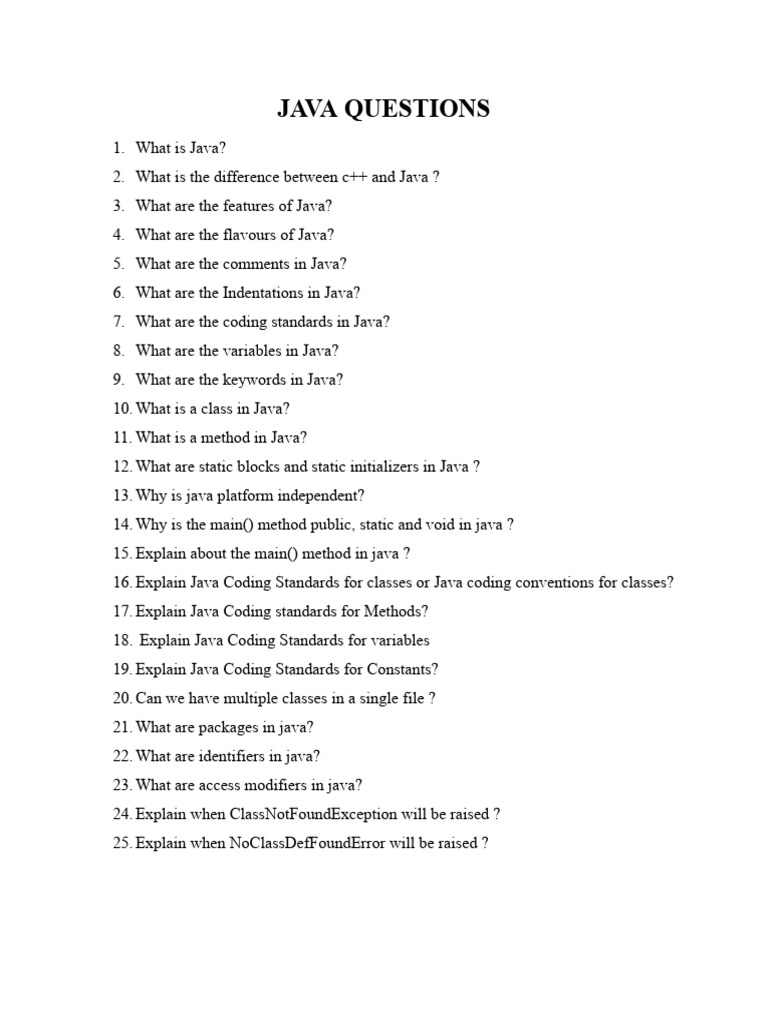 Java Questions | PDF
