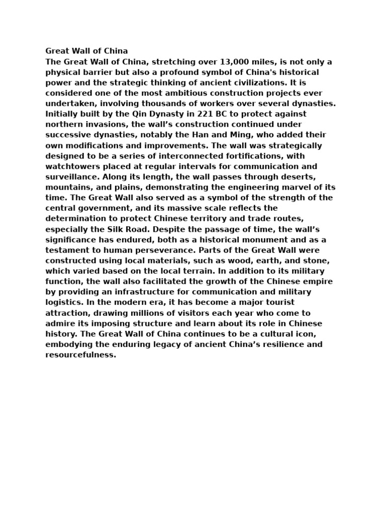 Great Wall of China: History & Significance | PDF