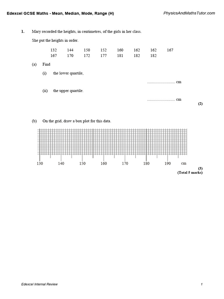 Mean, Median, Mode, Range (H) | PDF | Statistical Analysis | Teaching ...
