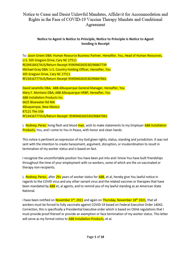 JAB MASK MANDATES DOC TO EMPLOYER | PDF | Civil Rights Act Of 1964 ...