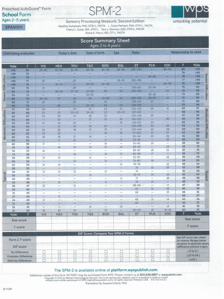 Preschool Autoscore Form School - 000028-1 | PDF