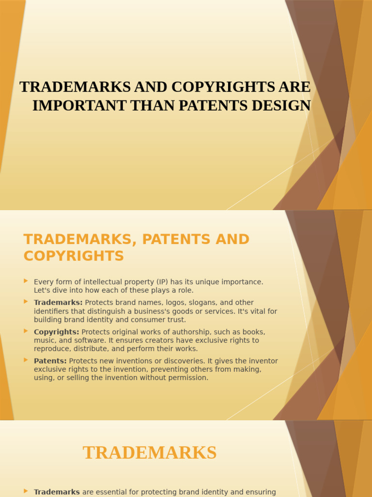 Trademarks and Copyrights Are Important Than Patents Design | PDF | Copyright | Trademark