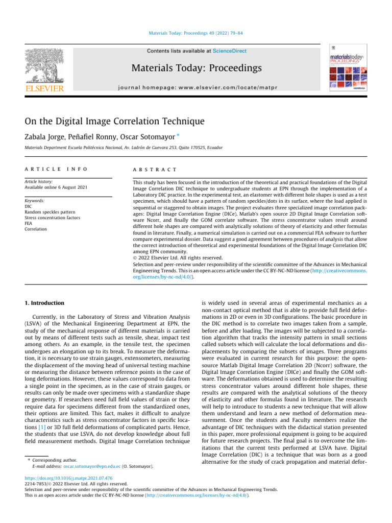 On The Digital Image Correlation Technique | PDF | Deformation ...