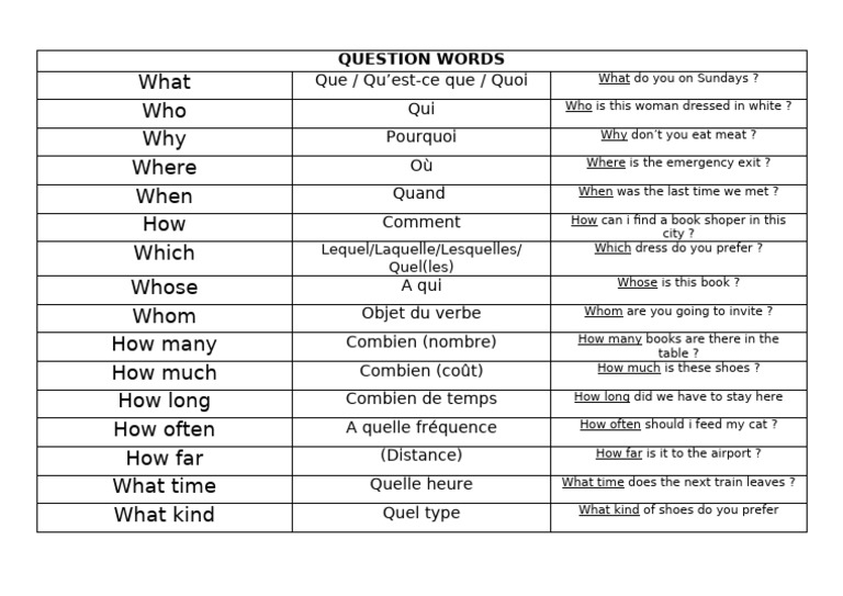 Question Words | PDF