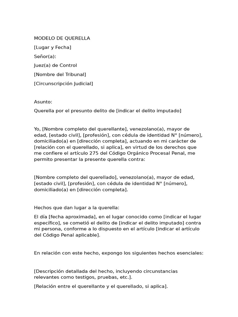 modelo de querella | PDF