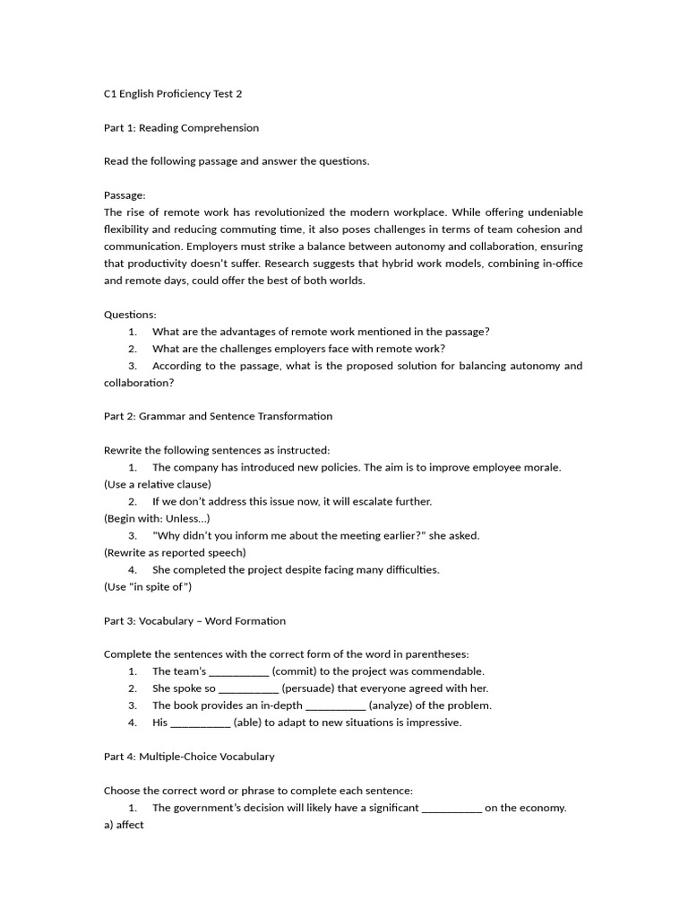 C1 English Test 2 | PDF