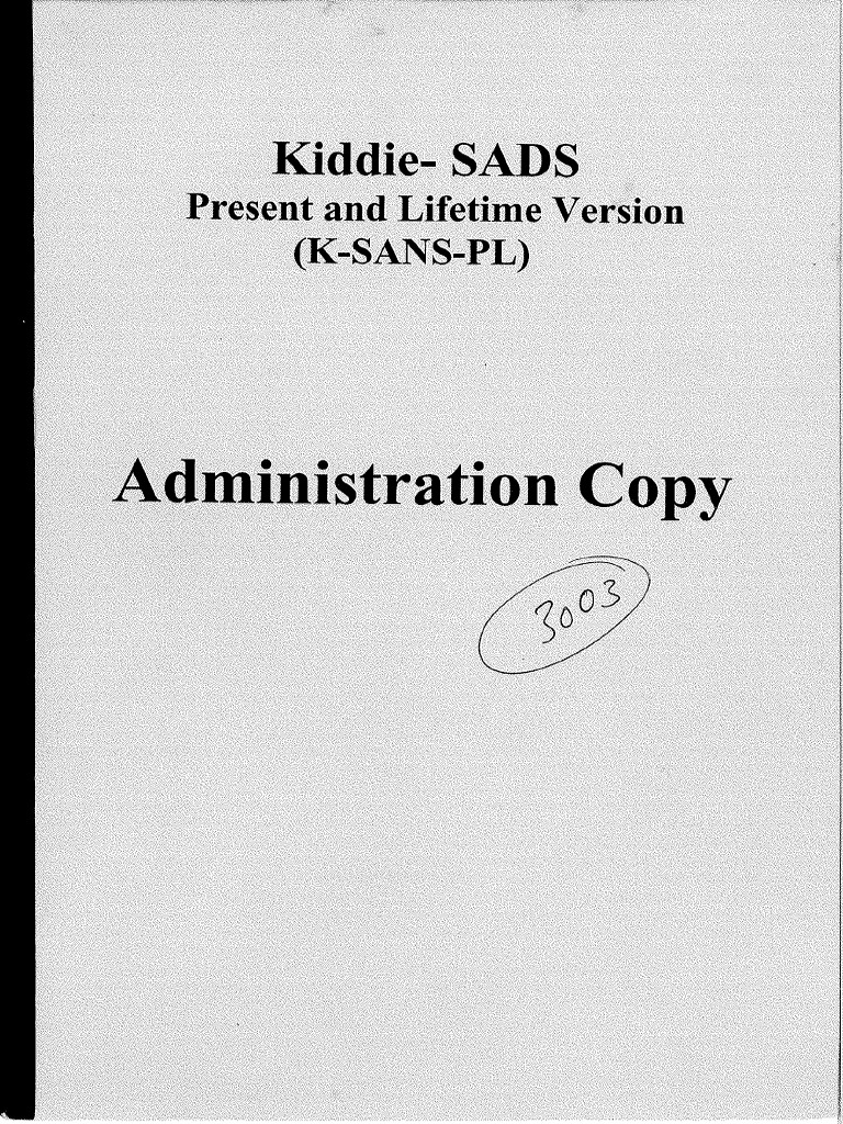 Kiddie-SADS Present and Lifetime Version (K-SANS-PL) | PDF