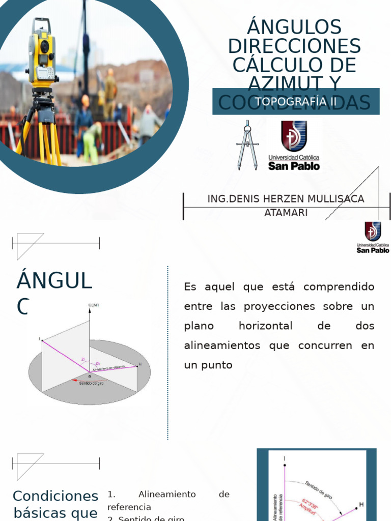 Cálculo de Ángulos y Azimut en Topografía | PDF | Azimut