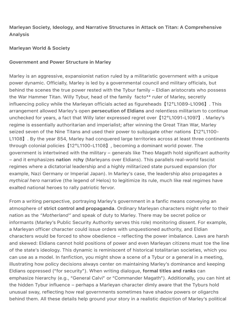 Marleyan Society, Ideology, and Narrative Structures in Attack On | PDF ...