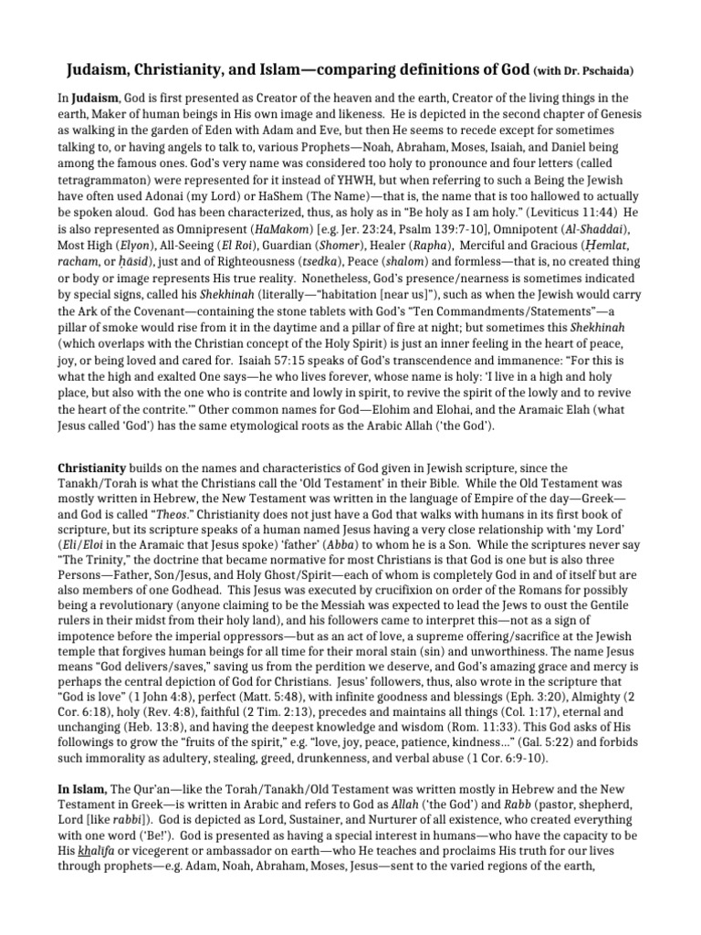 God - Judaism Christianity Islam - ClassActivity | PDF | Names Of God ...