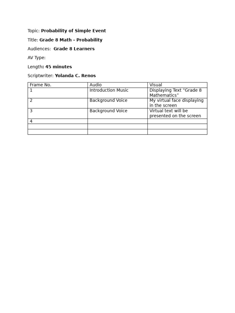 Grade 8 Probability of Simple Events | PDF | Probability | Probability ...